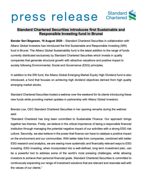Press release - Standard Chartered Securities introduces first ...